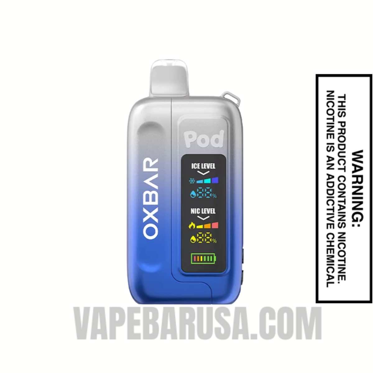 Clear Cobalt Blue OXBAR Ice-Nic Control 35K Vape