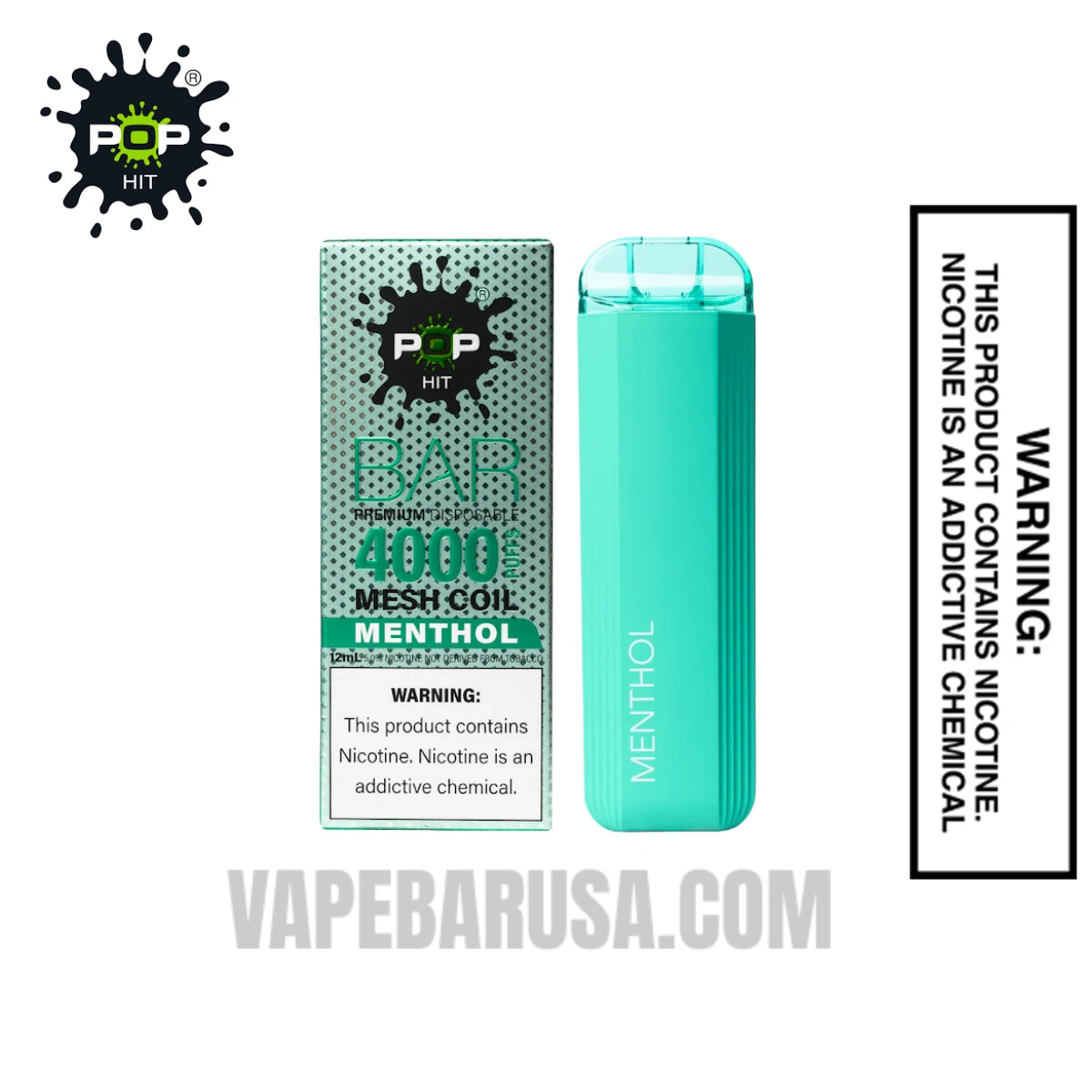Menthol Pop HIT Bar 4000 Disposable Vape | Vape Bar USA